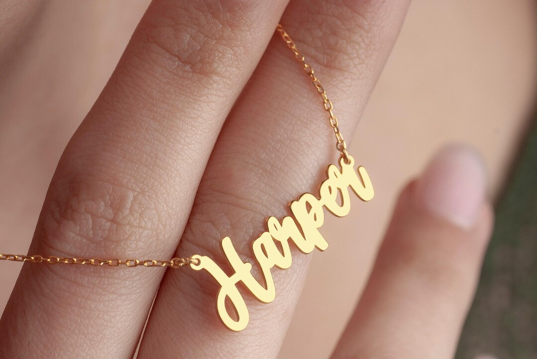 Dainty Handwriting Gold Name Necklace Handmade 925 Sterling Silver Personalized Signature ...