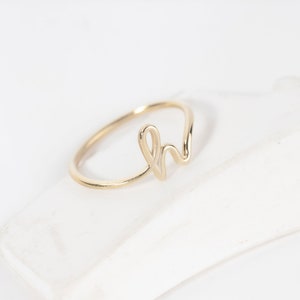 100% Handmade Handwriting Initial Letter Gold Ring Personalized Dainty ...