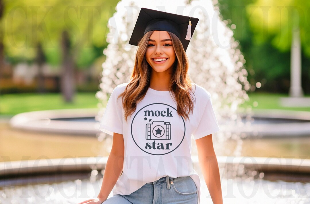 White Bella Canvas 3001 Mockup, Graduation T-shirt Mockup, Grad ...