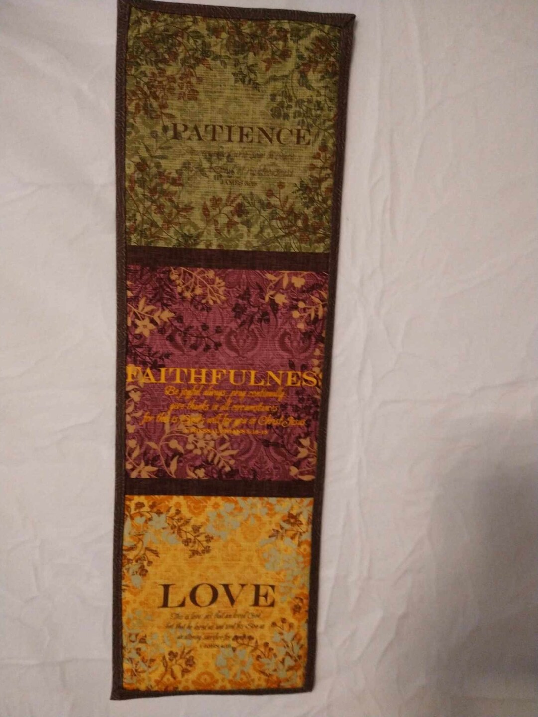 Small Quilted Wall Hanging patience faithfulness love - Etsy