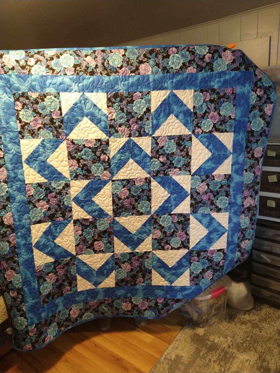 Beautiful Handmade Blue Quilt - Etsy