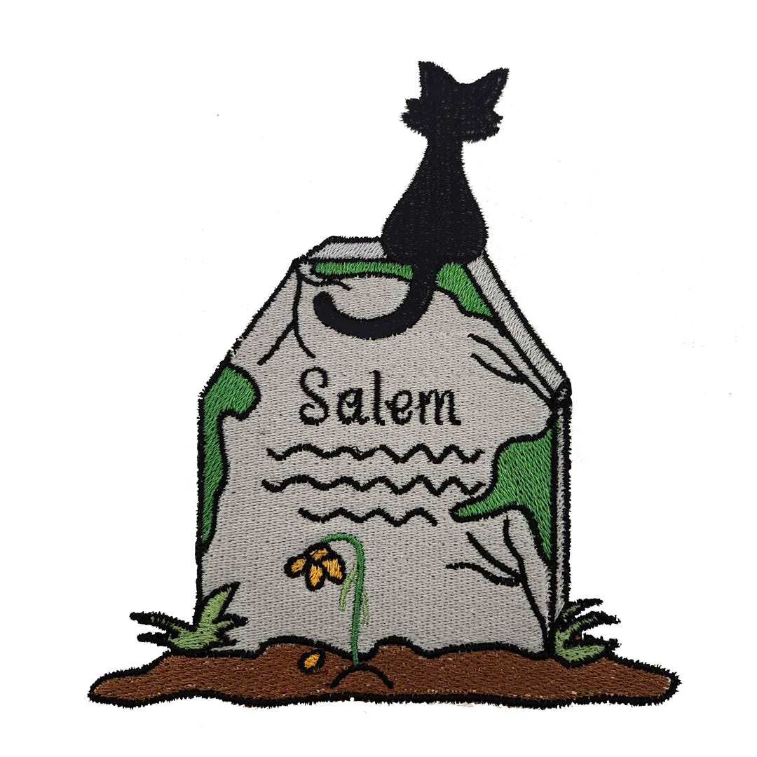 Salem Gravestone Embroidery Design, Cat Embroidery Design, Halloween ...