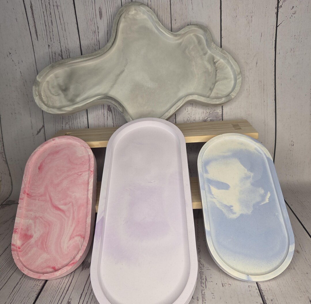Handmade Hydrostone Decorative Tray – Oval Catchall Tray for Candles ...