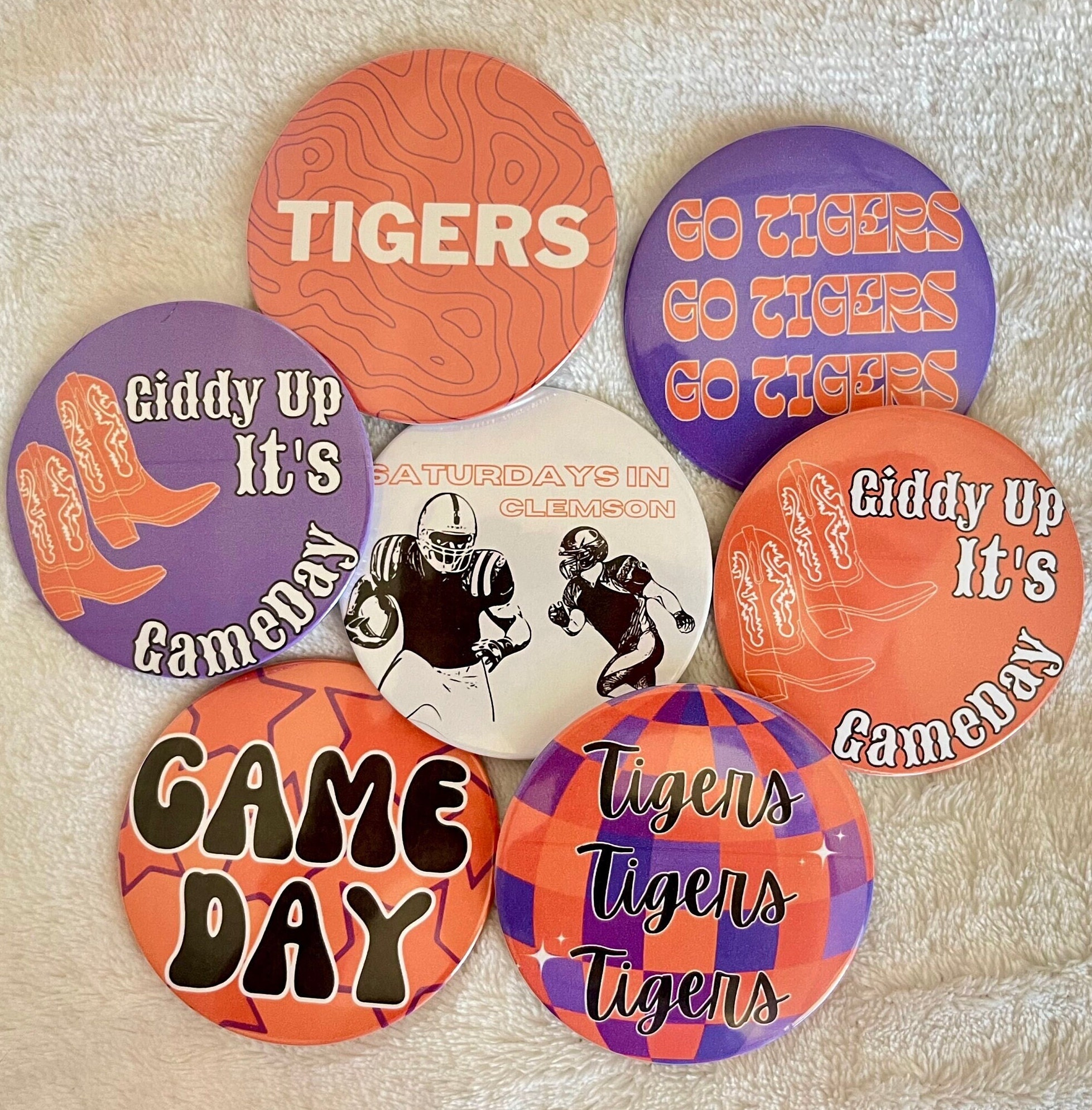 Clemson Inspired Game Day Buttons College Game Day Game Day Pins ...