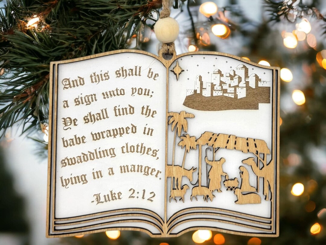 Open Bible - Christmas Story Nativity Ornament - Etsy