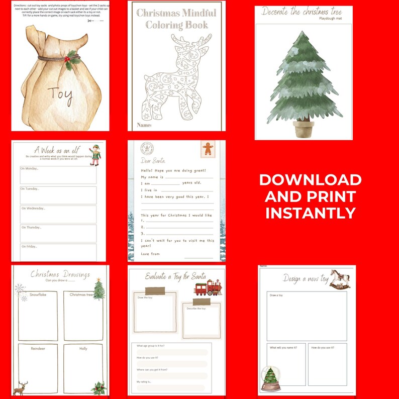 Christmas Activity Pack for Kids, Printable Holiday Worksheets, Fun ...
