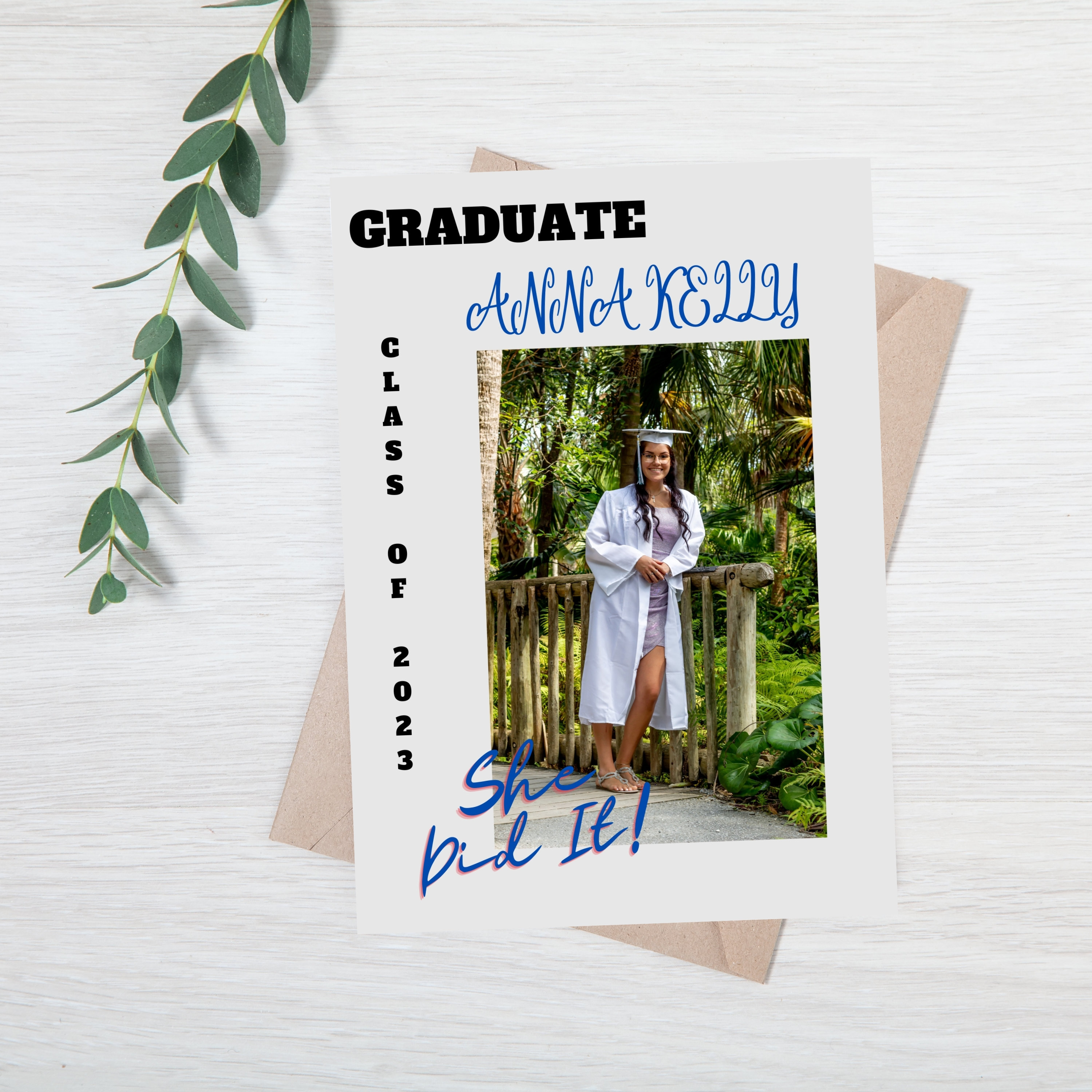 Editable Graduation Announcements With Photo – Customizable Digital ...