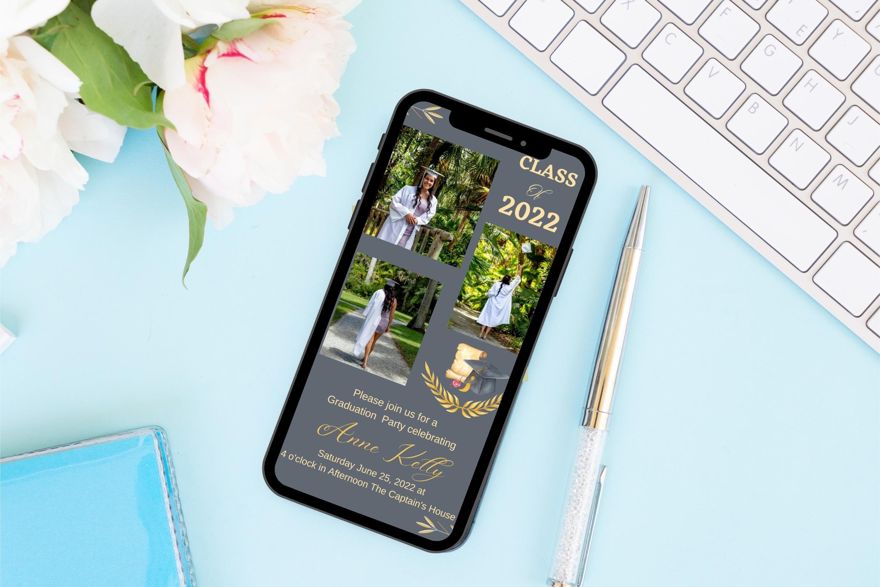 Editable Graduation Announcements With Photo – Customizable Digital ...