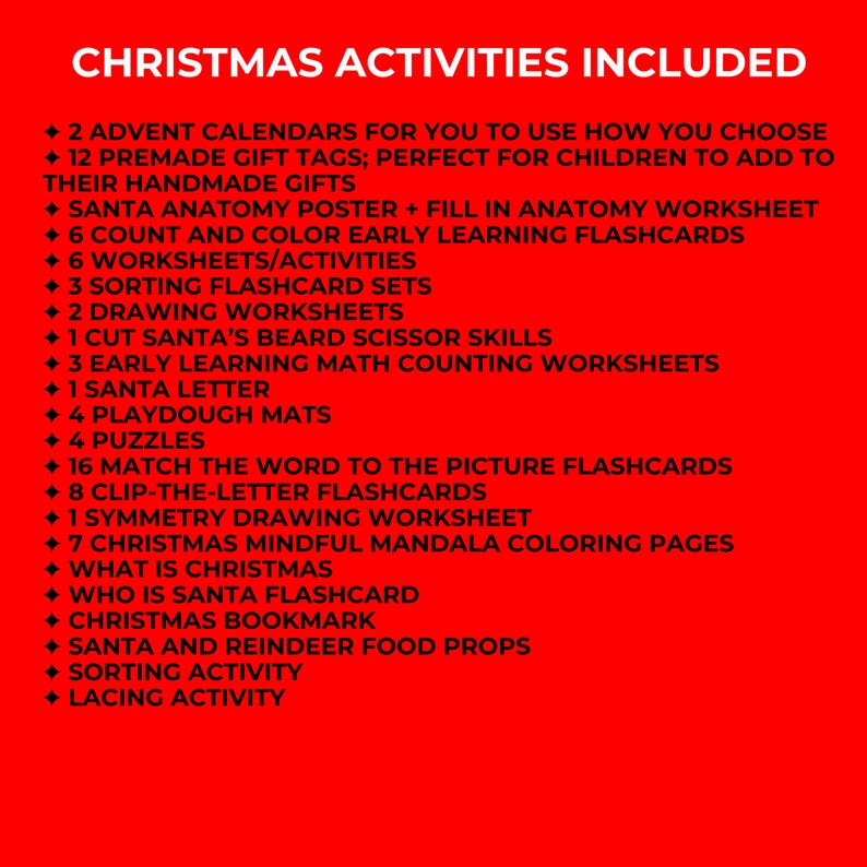 Christmas Activity Pack for Kids, Printable Holiday Worksheets, Fun ...
