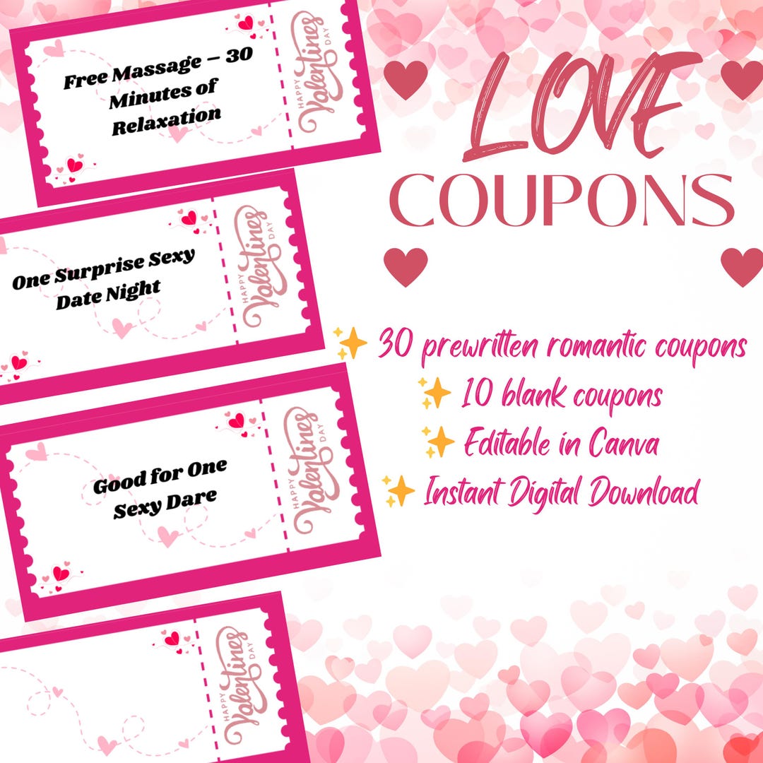 Editable Printable Valentine's Day Coupons, Printable Love Coupons ...