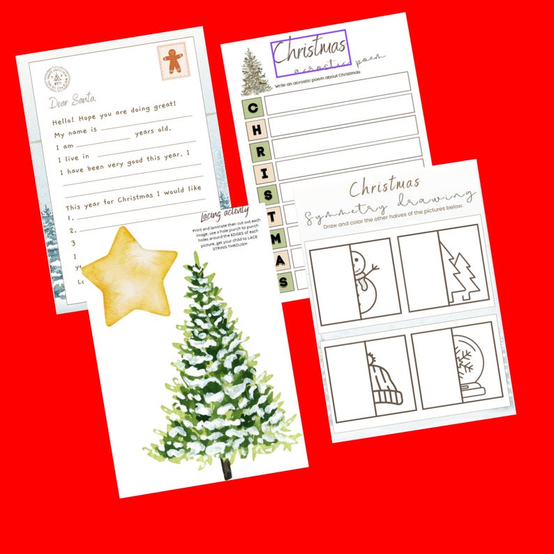 Christmas Activity Pack for Kids, Printable Holiday Worksheets, Fun ...