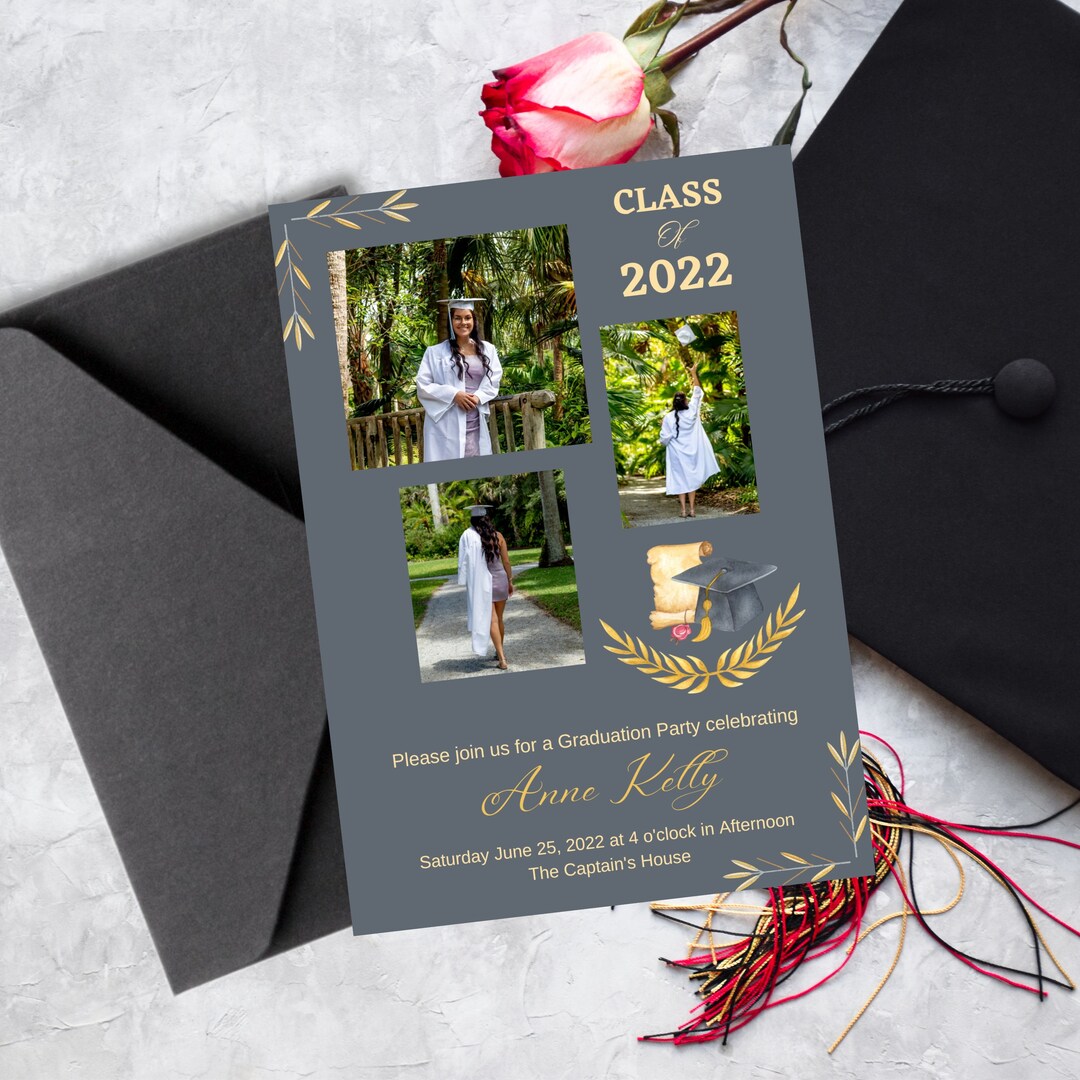 Editable Graduation Announcements With Photo – Customizable Digital ...