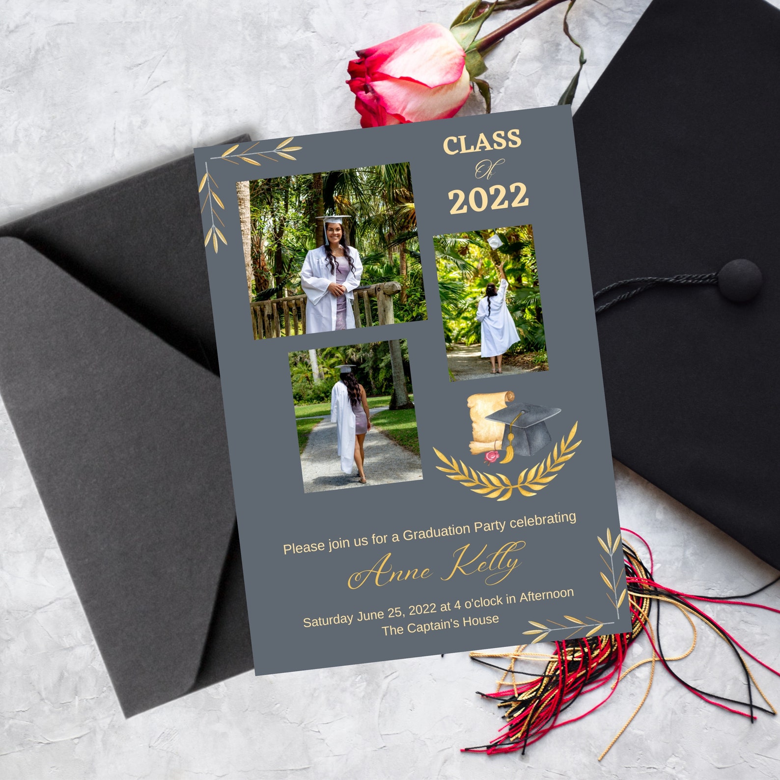 Editable Graduation Announcements With Photo – Customizable Digital ...