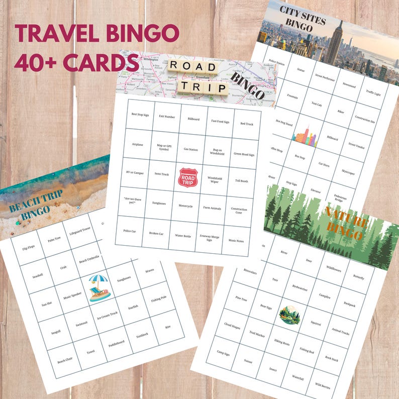 Bingo Game Bundle PDF | Road Trip, City Sights, Beach & Nature Bingo ...