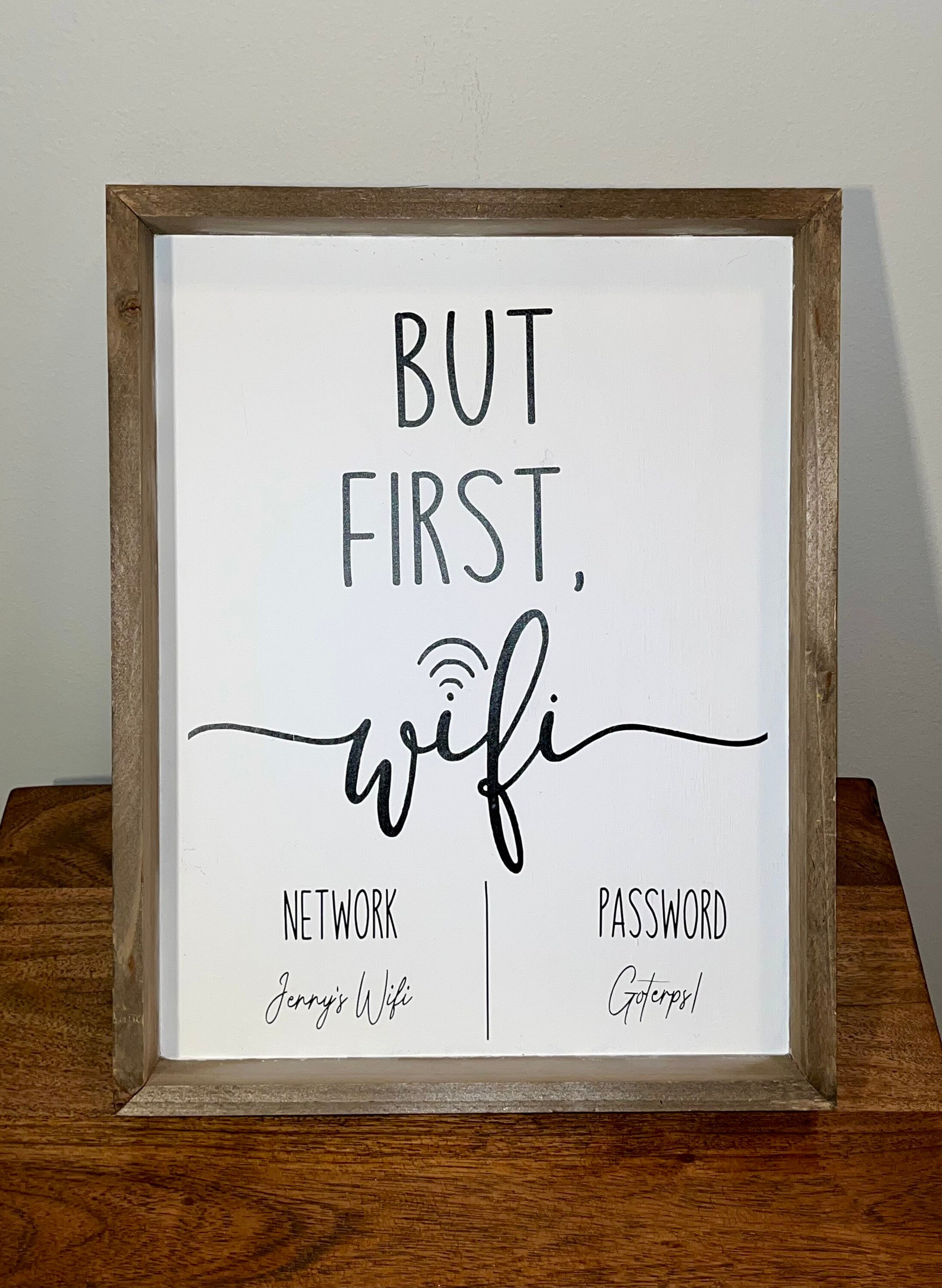 But First Wifi, Wifi Password Sign, Wooden Wifi Sign, 8x10 Wifi Sign ...