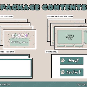 Cats Theme Animated Scenes Overlay Package for Twitch, Aesthetic Cute ...