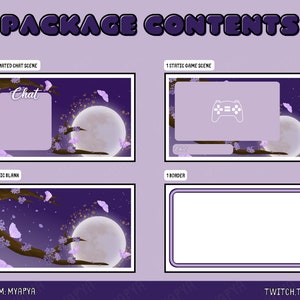 Vtuber Moon Butterfly Animated Scene Overlay Package Add-on for Twitch ...