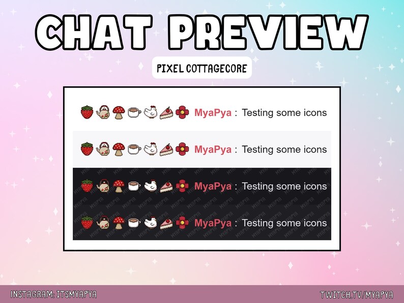 Cottagecore Pixel Twitch Sub/bit Badges Package | Emojis | Emotes ...