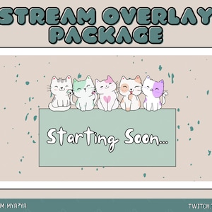 Cats Theme Animated Scenes Overlay Package for Twitch, Aesthetic Cute ...