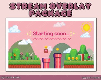Cherry Pixel Animated Twitch Scene Overlay Package, Aesthetic Setup ...