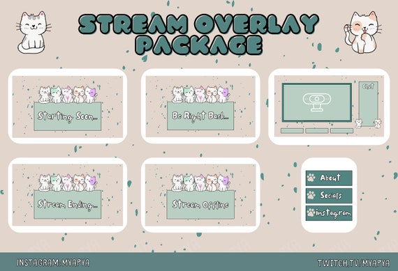 Cats Theme Animated Scenes Overlay Package for Twitch - Etsy