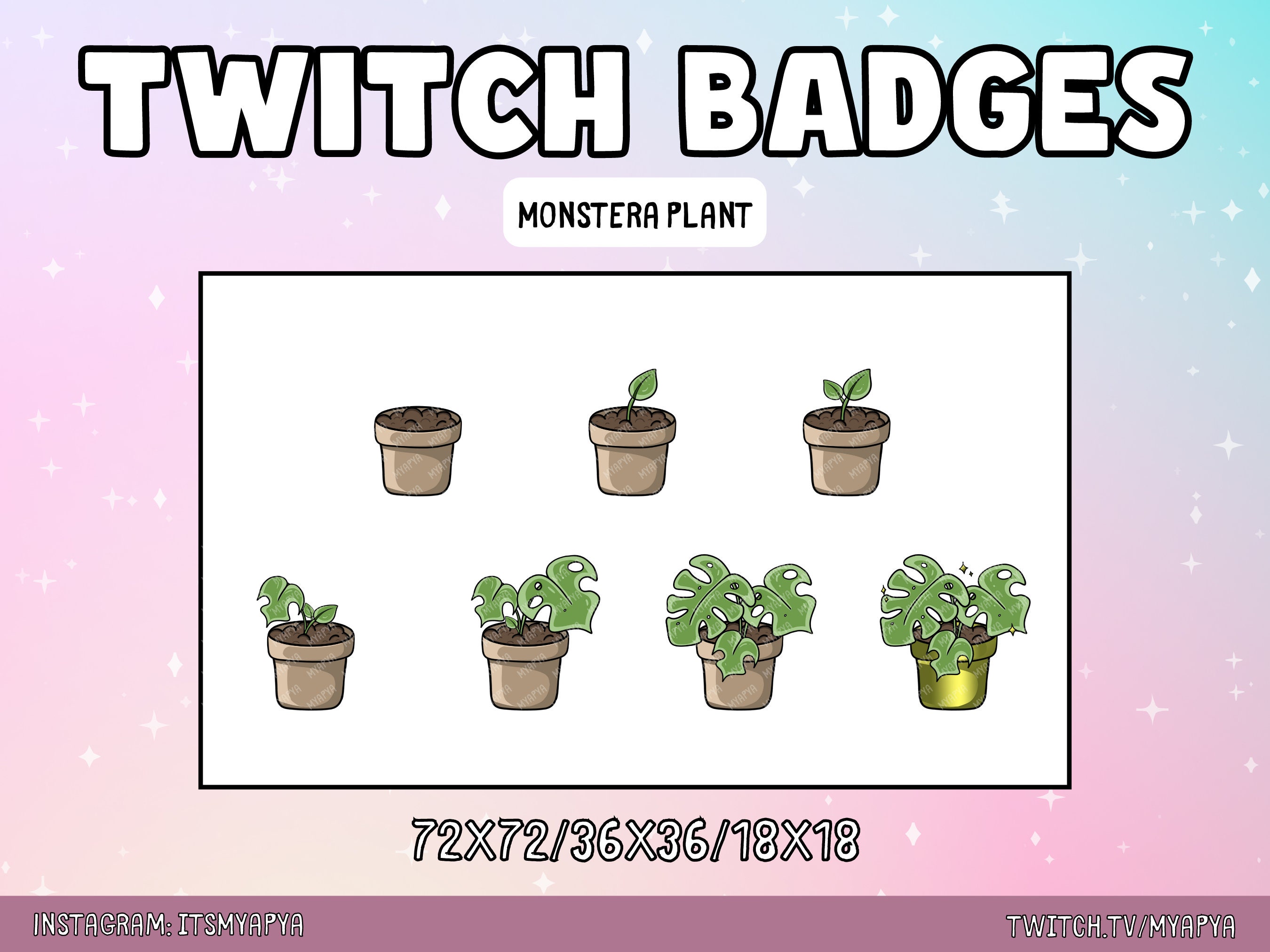 Plant Leaves Twitch Sub/Bit Badges Package Emojis Emotes Channel Art ...