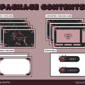 Gothic Roses Animated Scene Overlay Package for Twitch, Aesthetic Setup ...