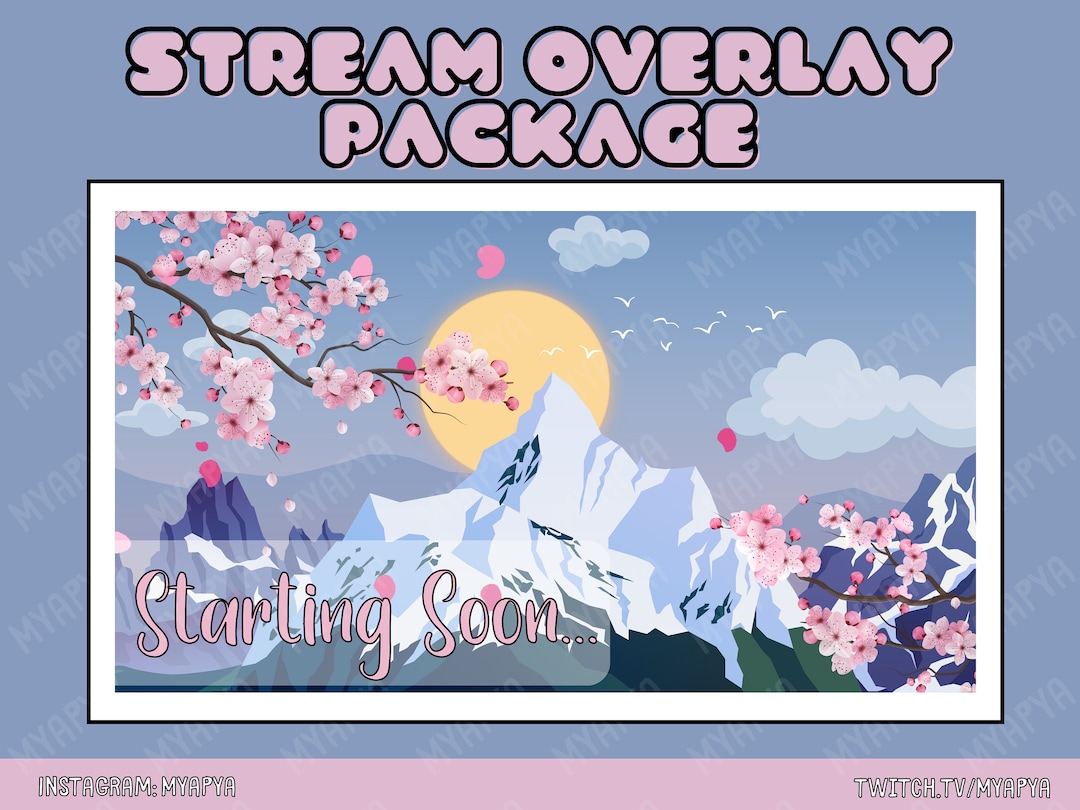 Cherry Blossom Animated Twitch Scene Overlay Package, Aesthetic Setup ...