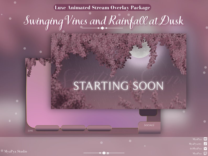 Pink Animated Twitch Scene Overlay Package, Aesthetic Sakura Pink Petal ...