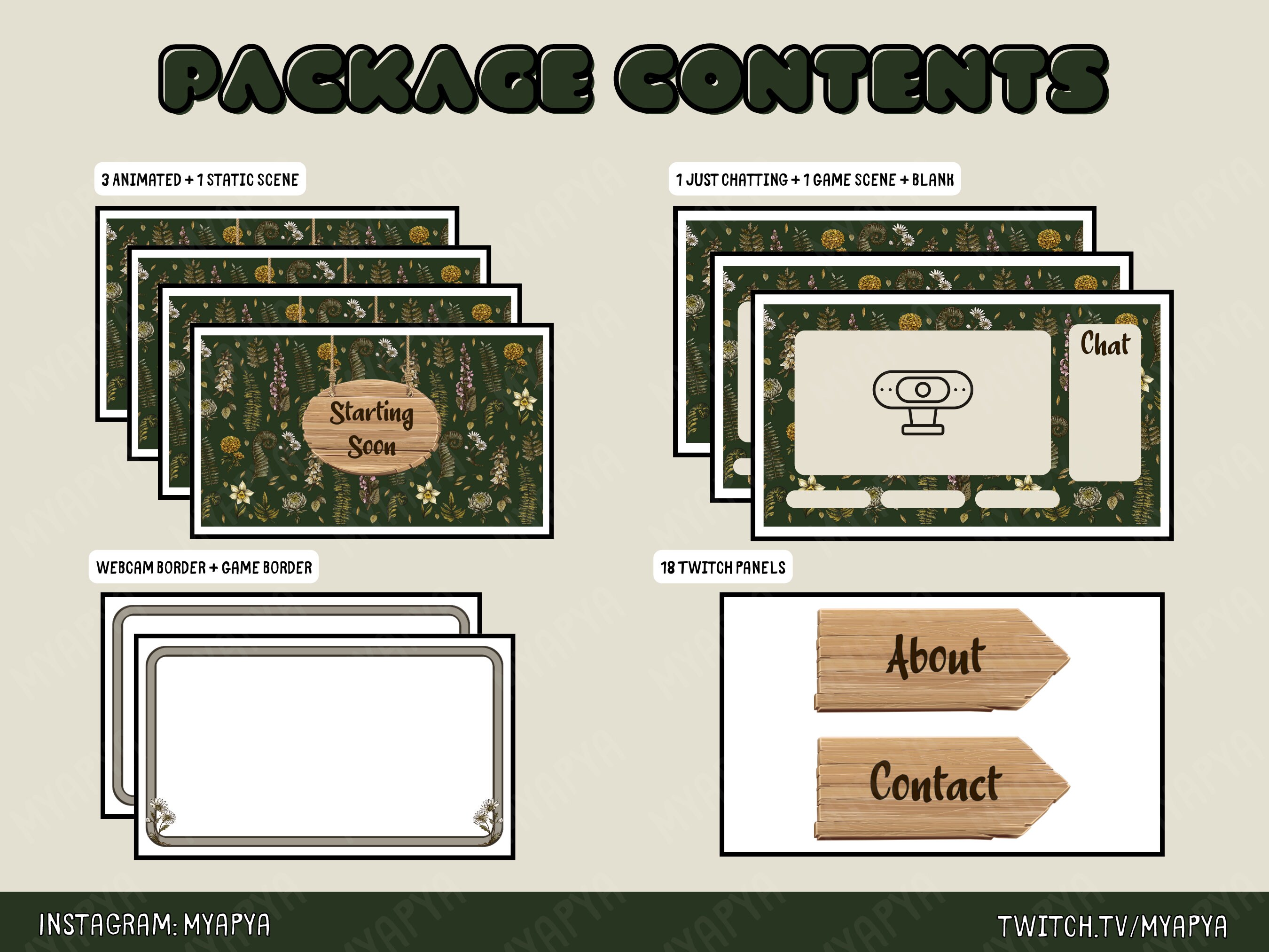 Woodland Plants Animated Twitch Scene Overlay Package, Aesthetic Setup ...