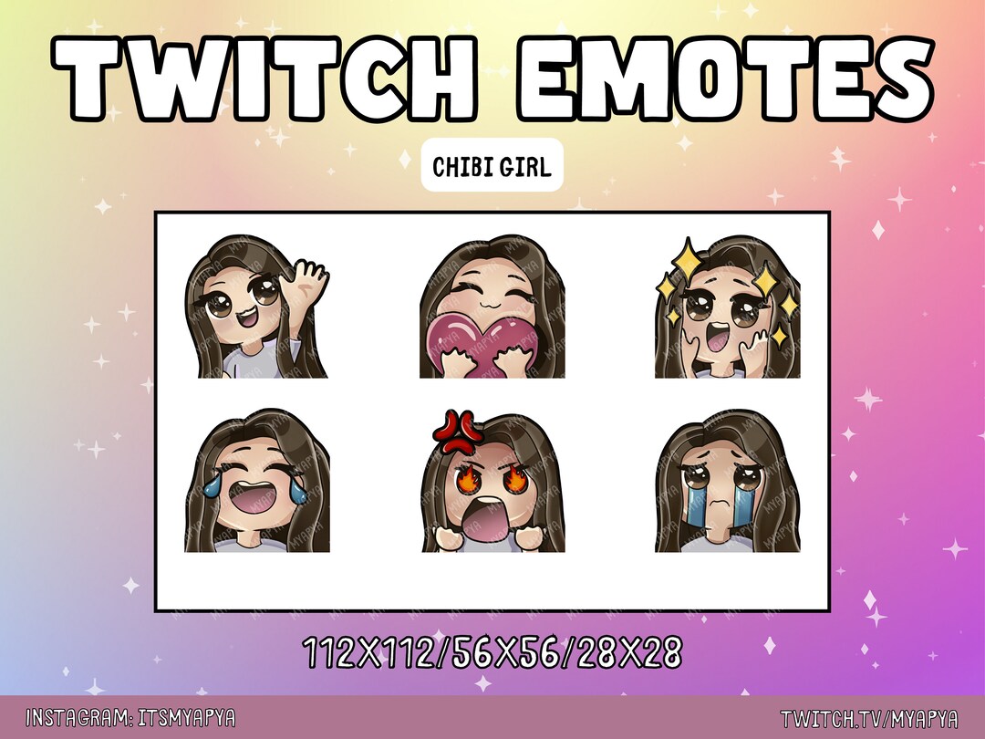 Chibi Girl Twitch Emotes Package Discord Emotes Channel Art Cute Kawaii ...