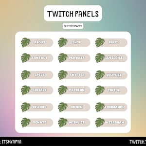 Monstera Twitch Panels Package | Emojis | Emotes | Channel Art - Cute ...