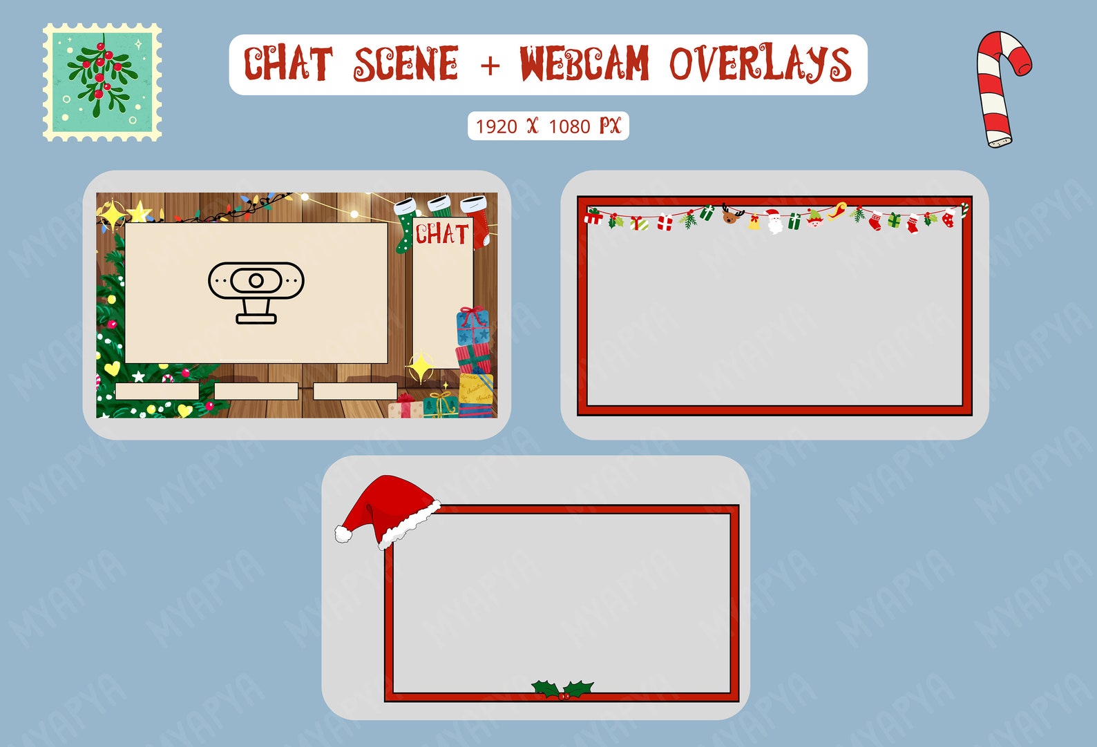 Christmas Animated Twitch Scene Overlay Package, Aesthetic Setup ...