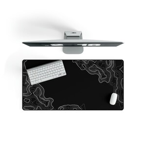 Black Minimal Mouse Mat / Simple Desk Mat / Contoured Topographic ...
