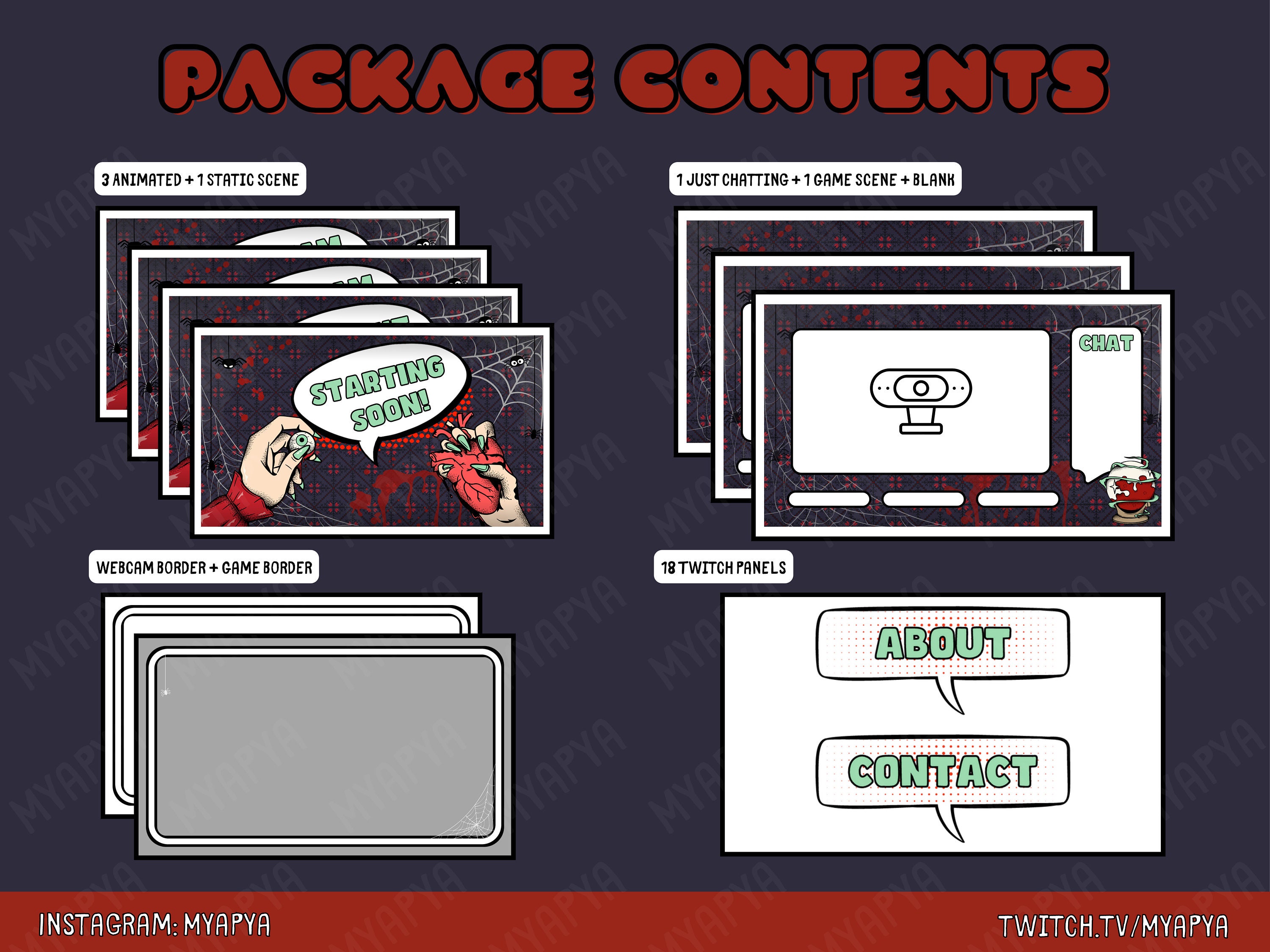 Spooky Comic Horror Animated Scene Overlay Package for Twitch ...