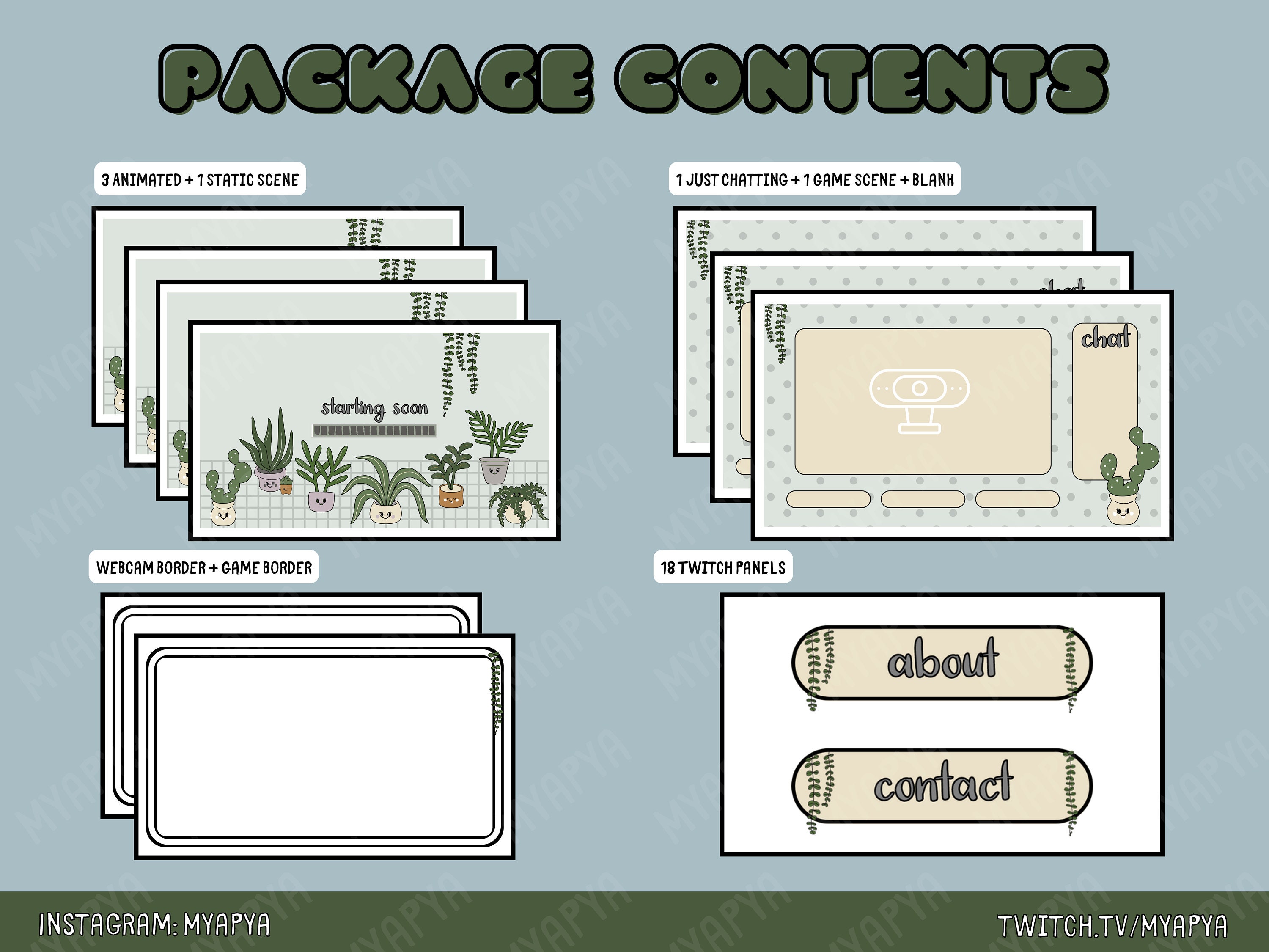 Cozy Plant Lofi Animated Twitch Scene Overlay Package, Aesthetic Setup ...