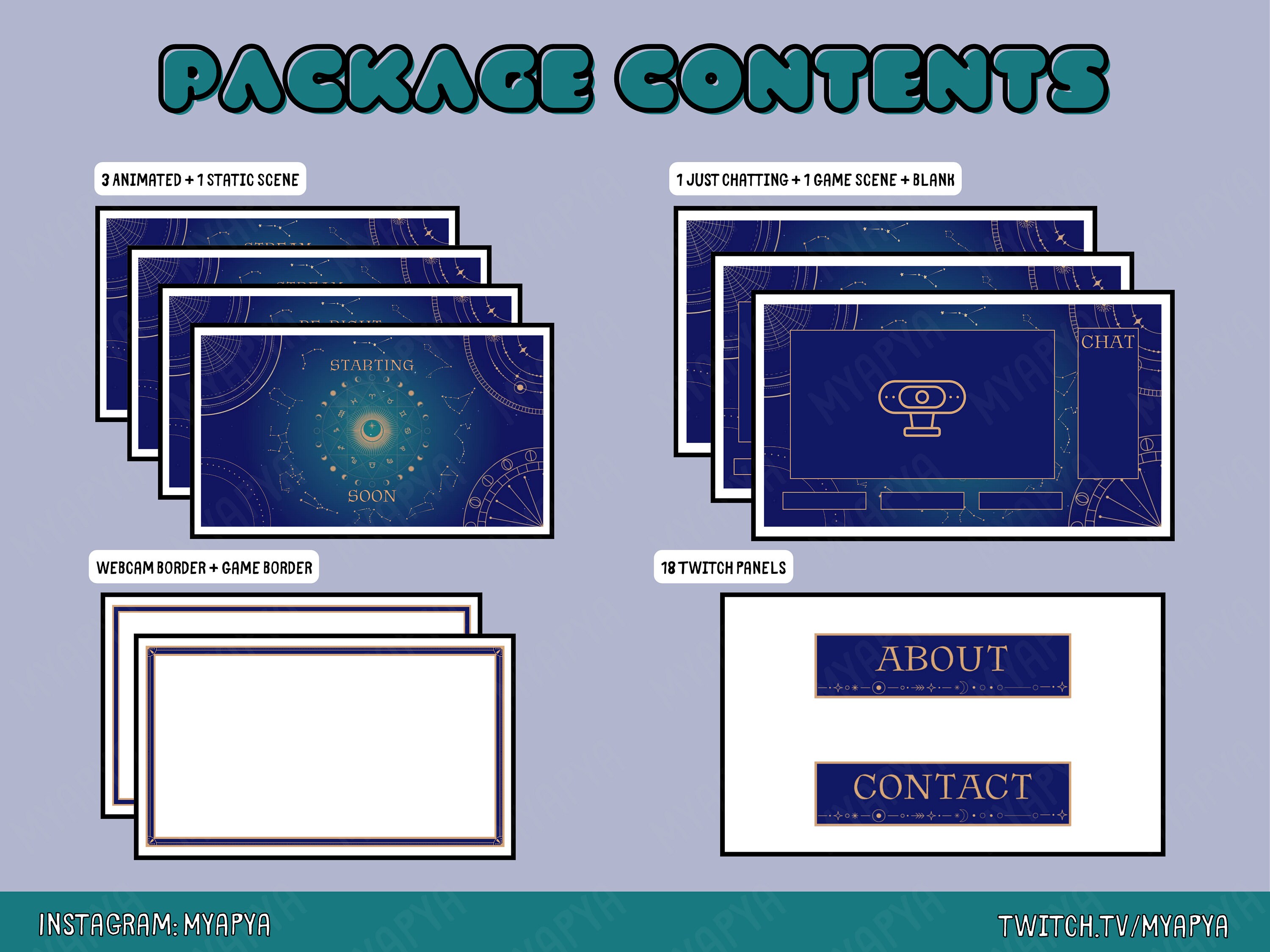 Celestial Astrology Animated Scene Overlay Package for Twitch ...