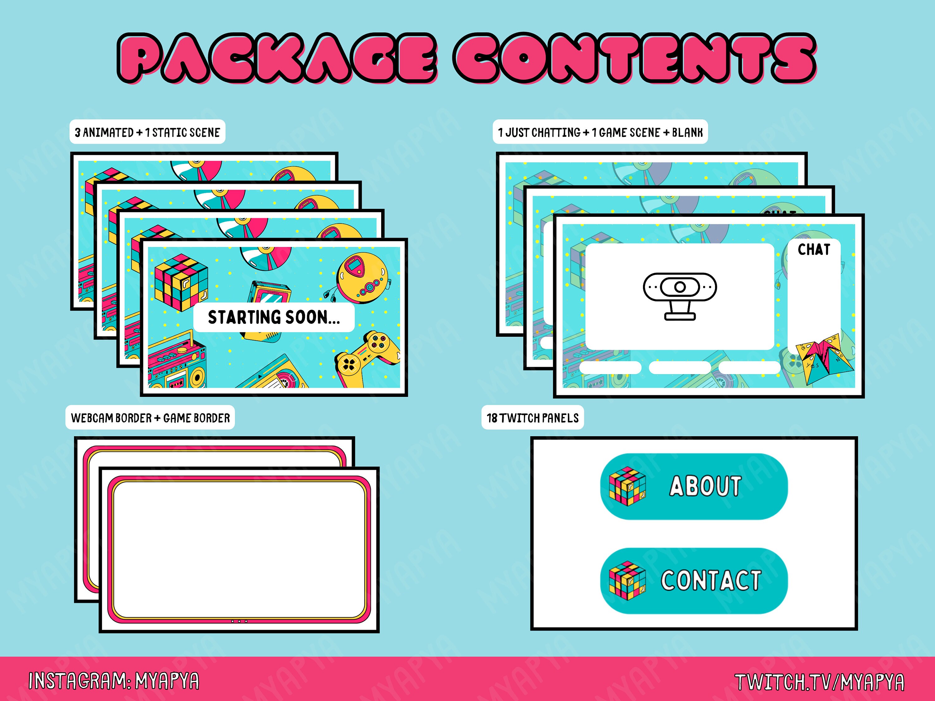 Retro Game Animated Scene Overlay Package for Twitch, Aesthetic Setup ...