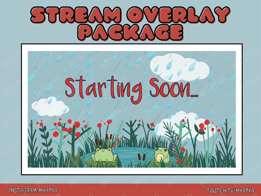 Frog Animated Twitch Scene Overlay Package, Aesthetic Setup Green ...