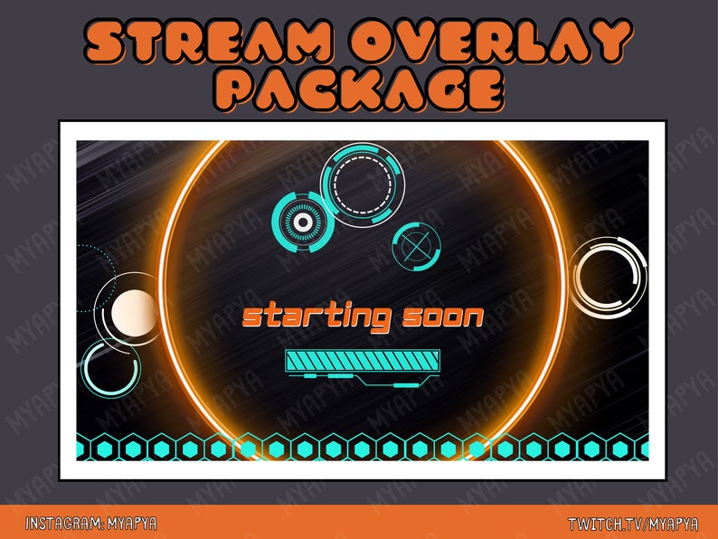 Neon Orange Fluorescent Gamer Animated Scene Overlay Package for Twitch ...