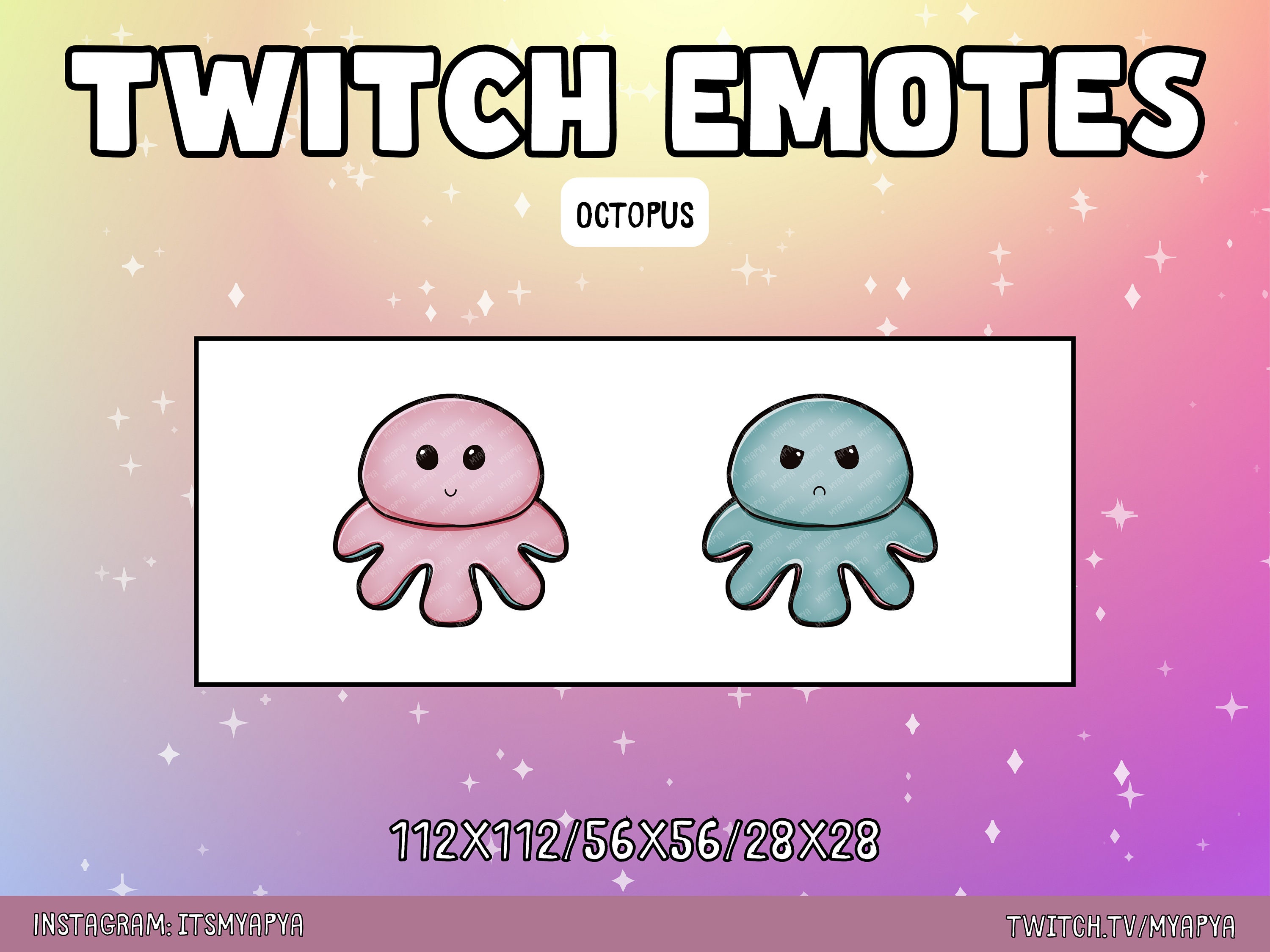 Octopus Plushy Twitch Emotes Package Discord Emotes Channel Art Cute ...