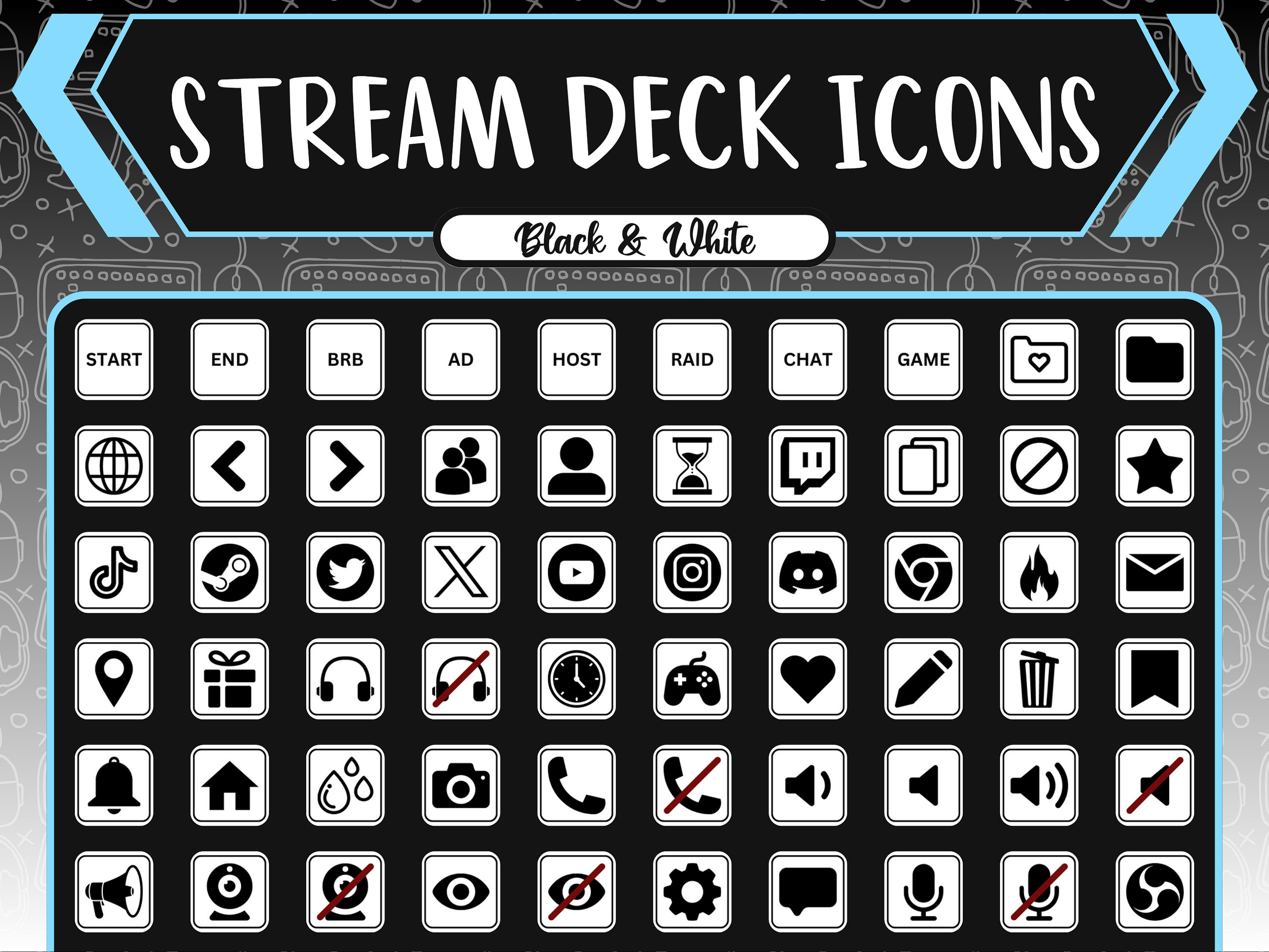 Stream Deck Icons Set + Screensavers. 100 Gradient Icon Pack for Elgato ...
