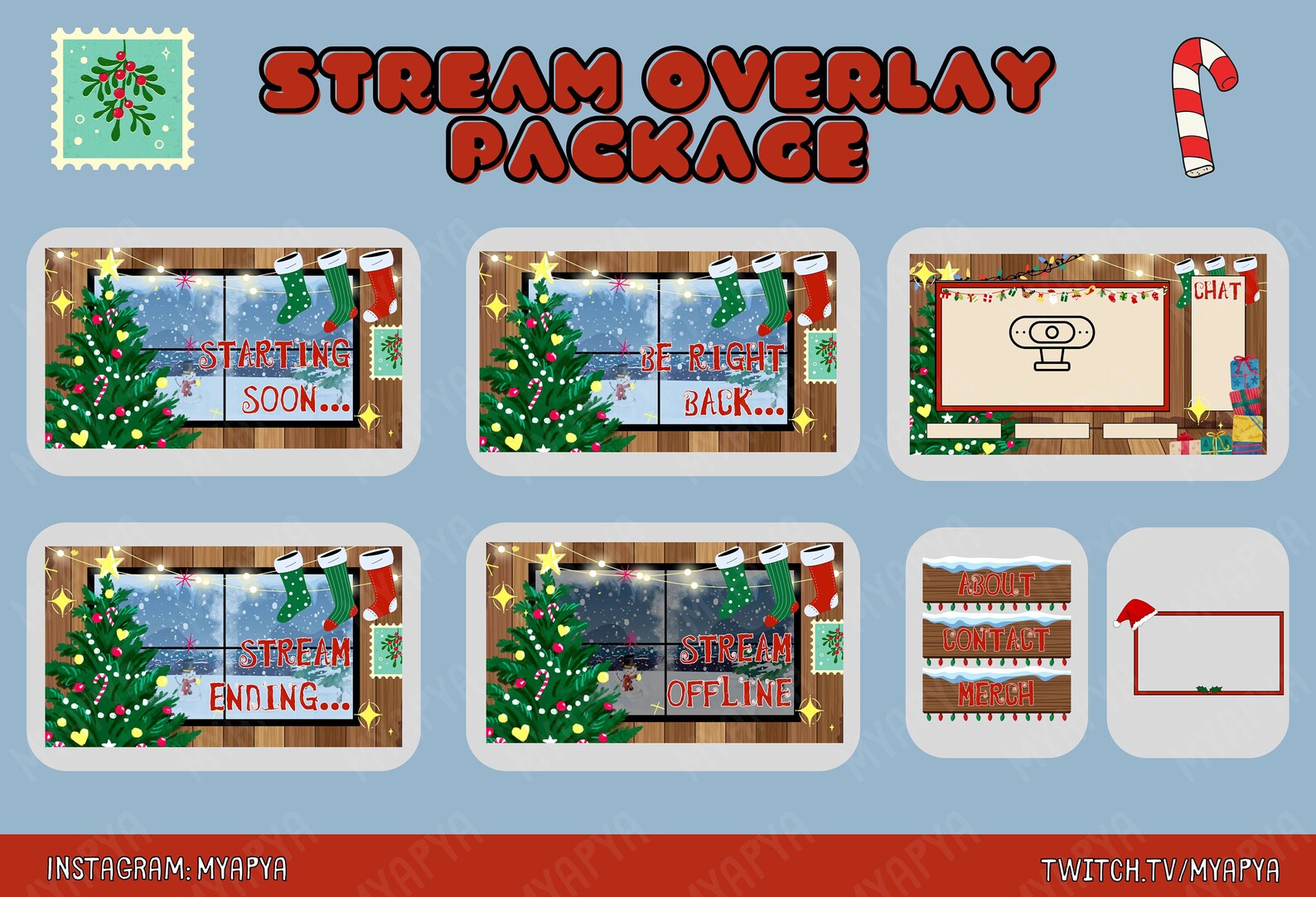 Christmas Animated Twitch Scene Overlay Package, Aesthetic Setup ...
