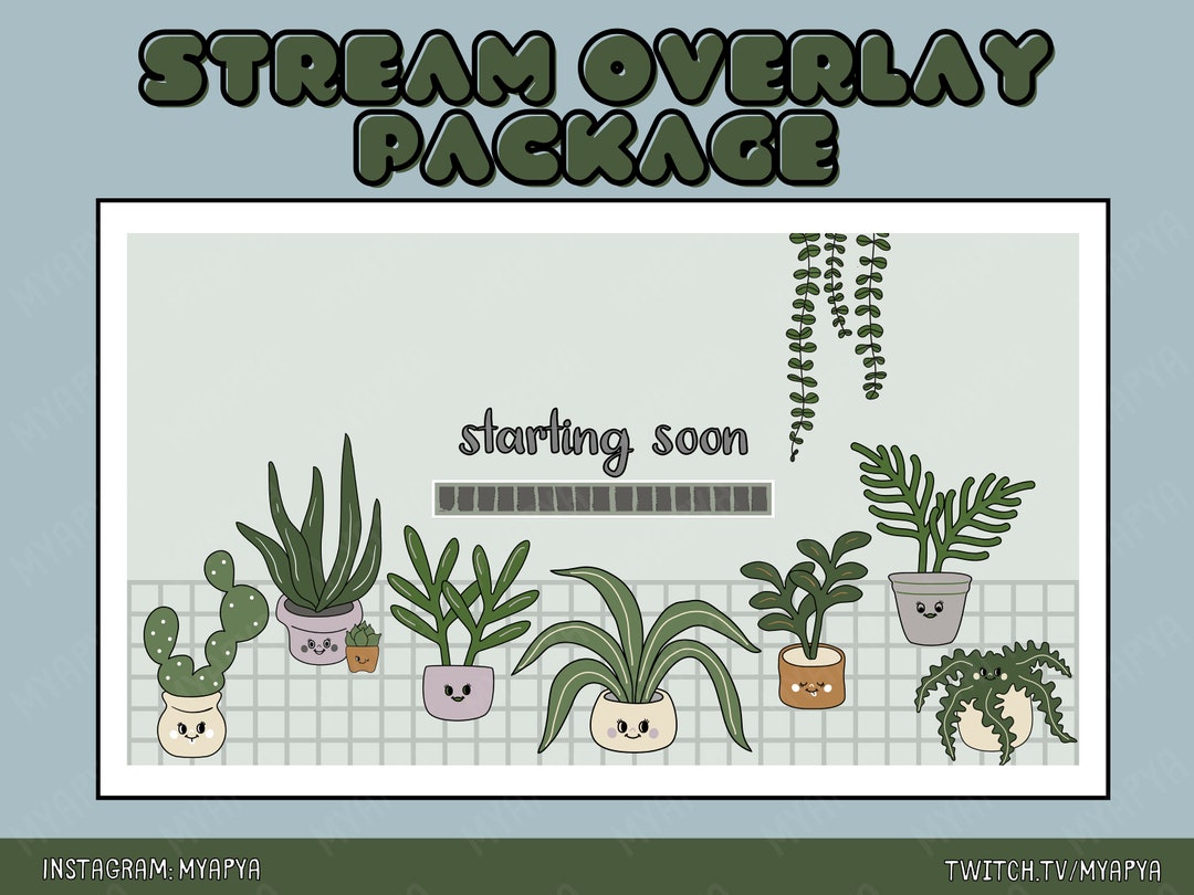 Cozy Plant Lofi Animated Twitch Scene Overlay Package, Aesthetic Setup ...