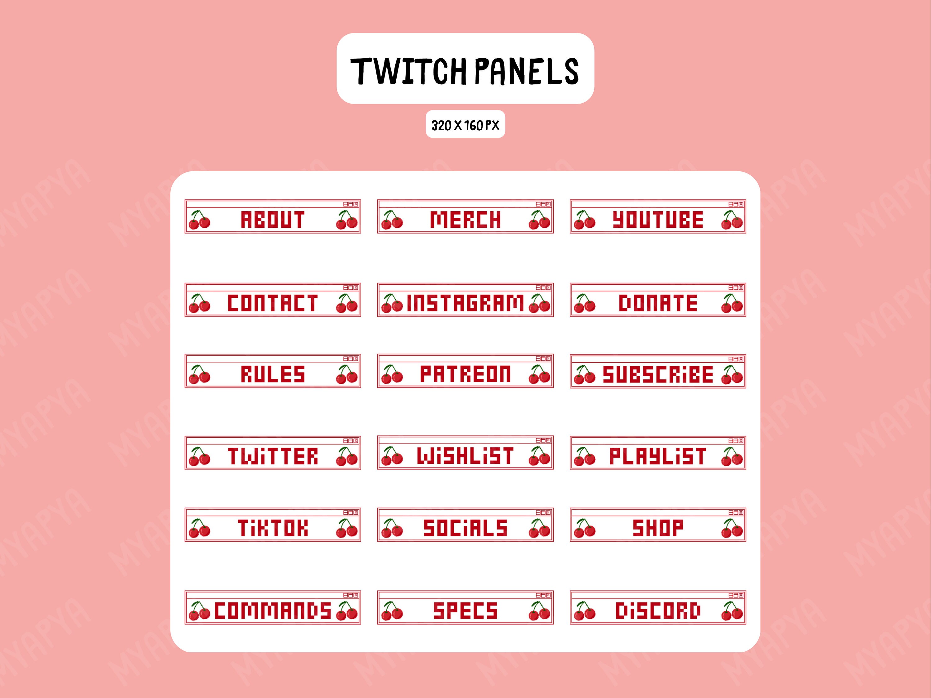 Cherry Pixel Animated Twitch Scene Overlay Package, Aesthetic Setup ...