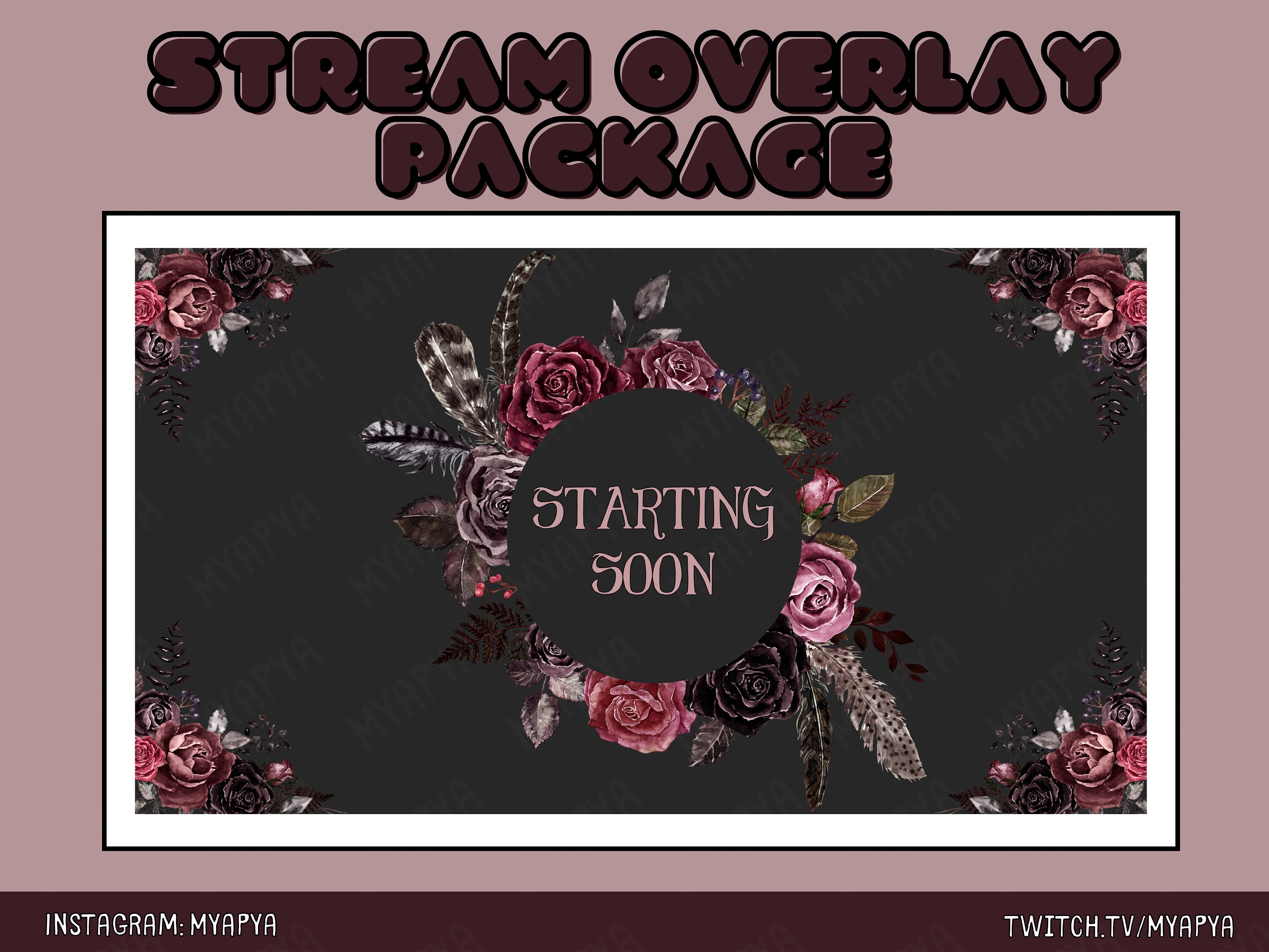 Gothic Roses Animated Scene Overlay Package for Twitch, Aesthetic Setup ...