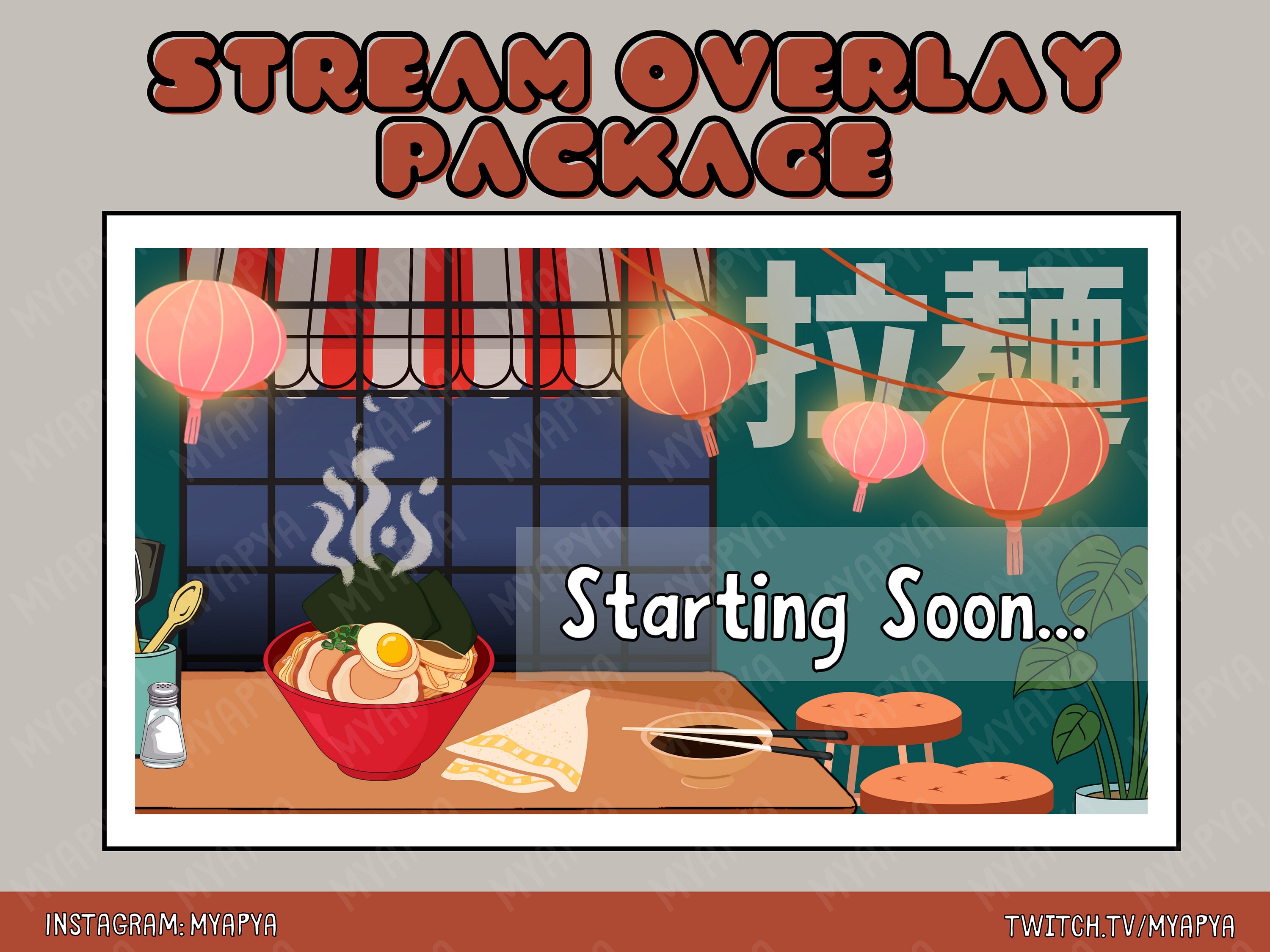 Ramen Shop Animated Scene Overlay Package for Twitch, Aesthetic Setup ...