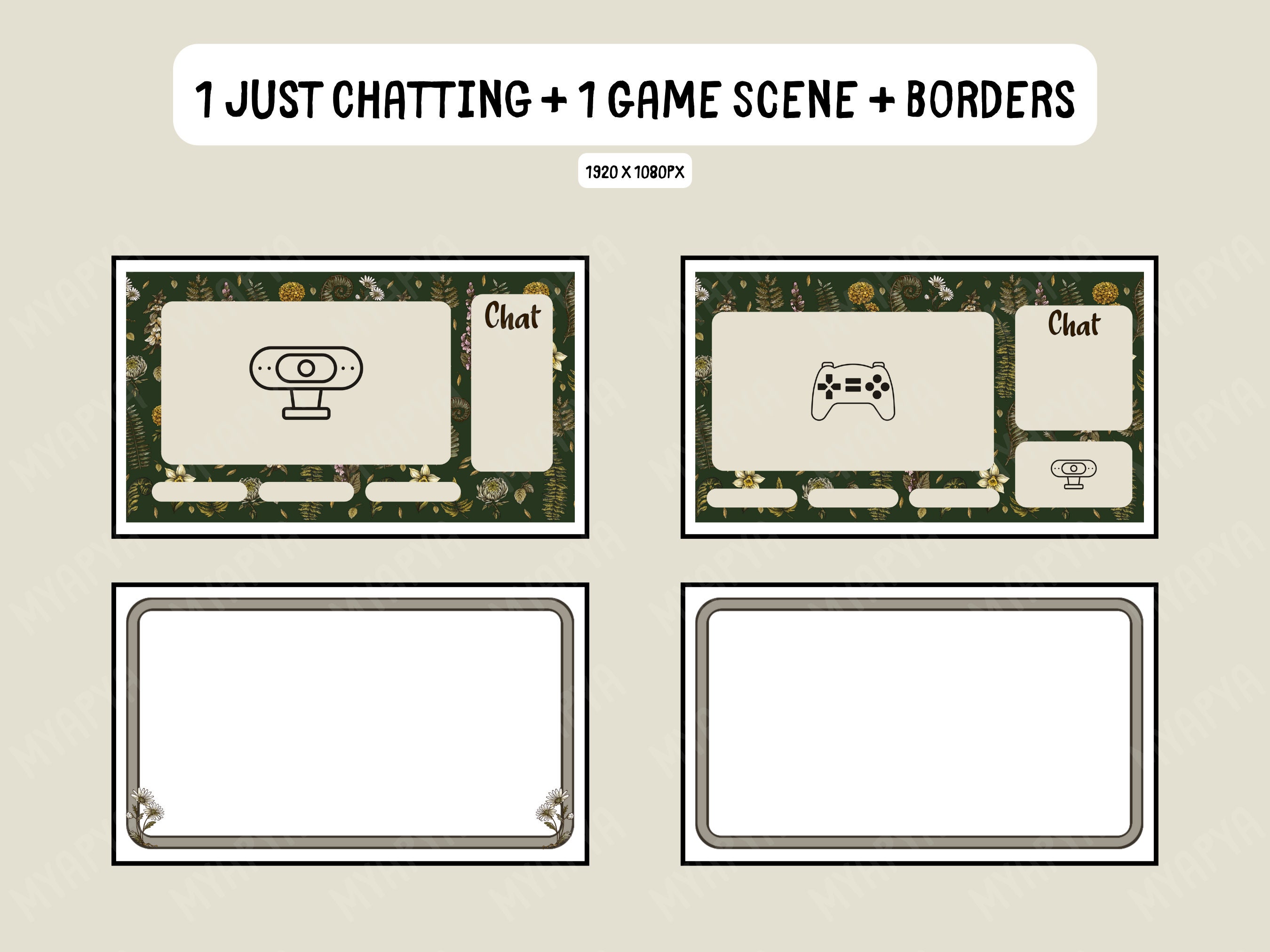 Woodland Plants Animated Twitch Scene Overlay Package, Aesthetic Setup ...