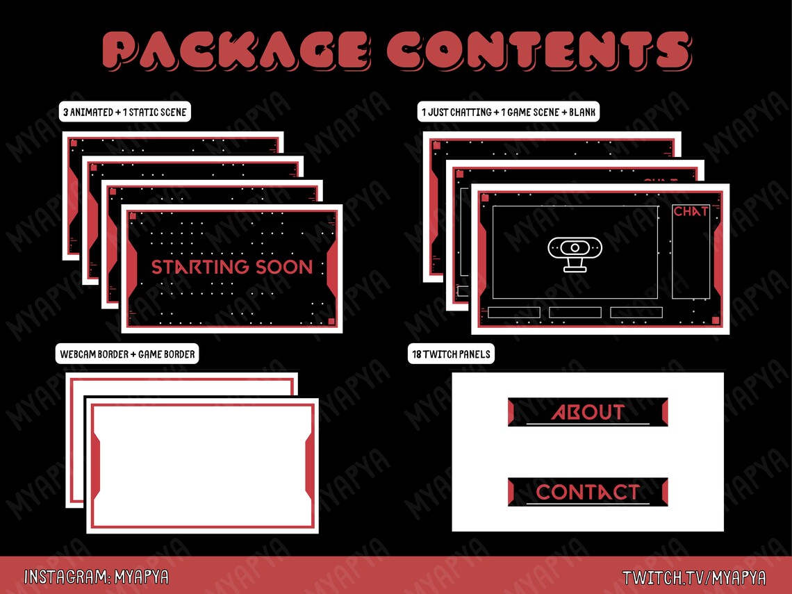 FPS Shooter Red Gamer Animated Scene Overlay Package for Twitch ...