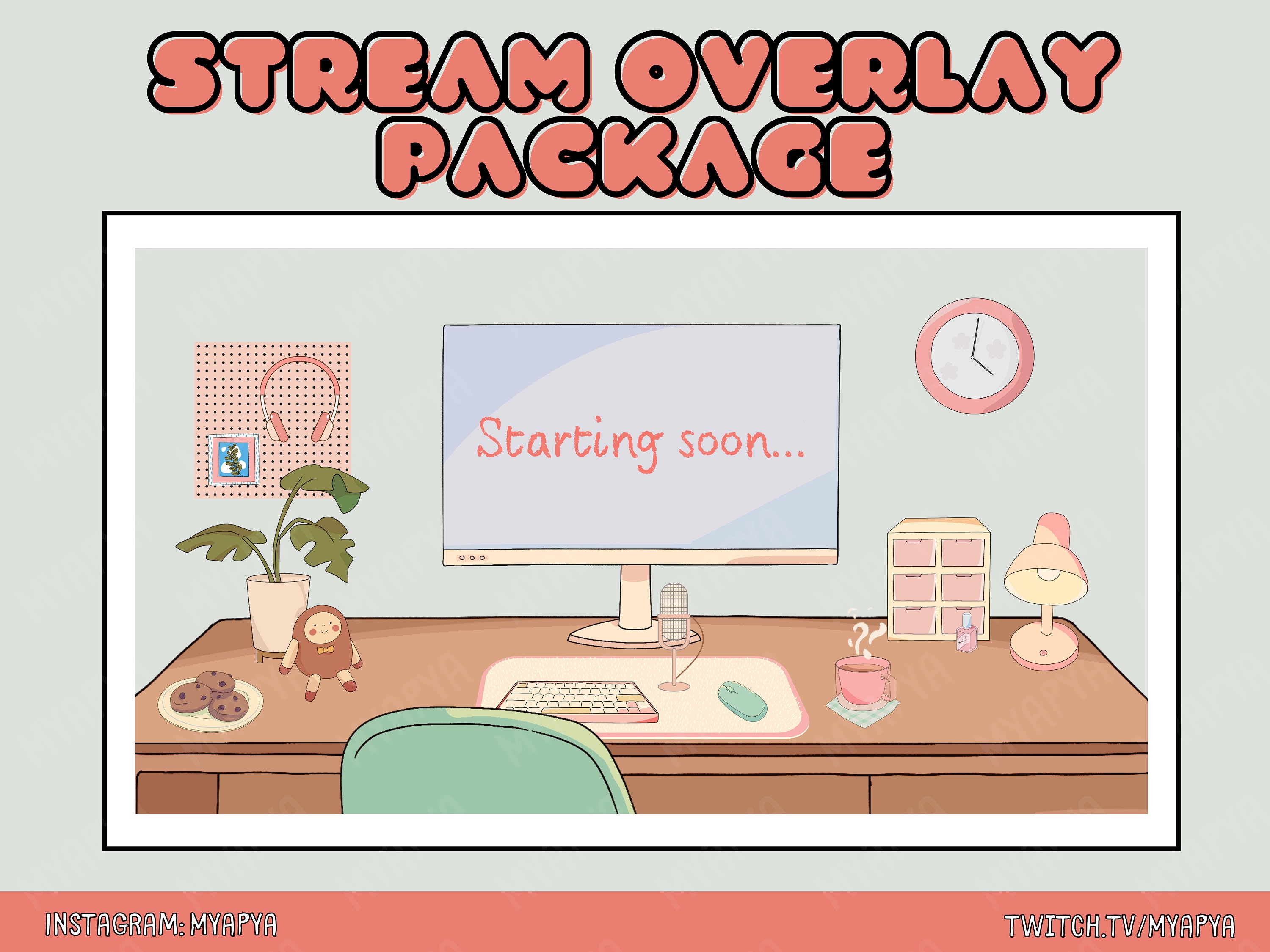 Cosy Animated Twitch Scene Overlay Package, Aesthetic Cute Setup ...